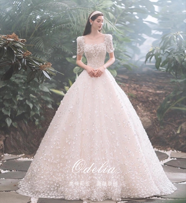 轻婚纱轻奢小众亮片网纱出门纱