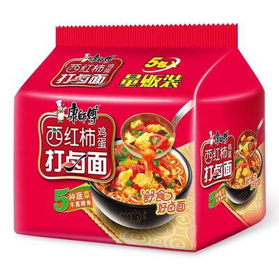 康师傅经典方便面西红柿番茄鸡蛋打卤面五连包5袋装泡面速食快餐