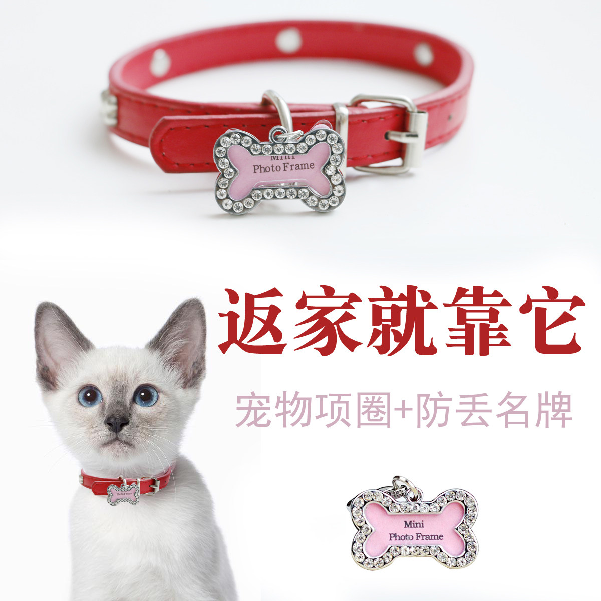 宠物小型犬颈圈脖套贵宾博美泰迪狗项圈猫咪项圈铃铛项圈骨头项圈