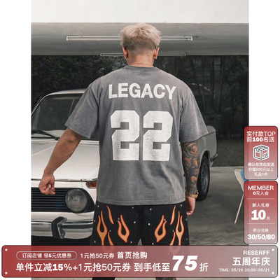 RESERFFLEGACY水洗裂纹短袖