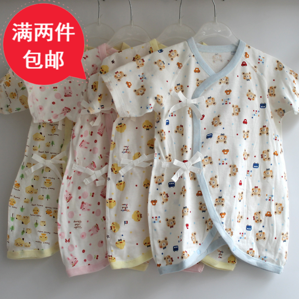 出口日本无荧光纯棉短袖婴儿蝴蝶衣新生儿连身衣爬服哈衣