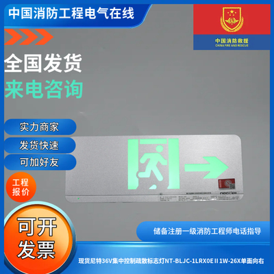 现货尼特36V集中控制疏散标志灯NT-BLJC-1LRX0EⅡ1W-26X单面向右