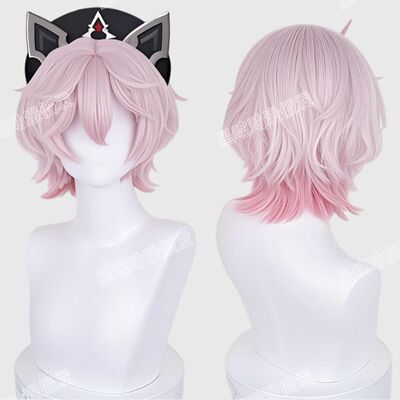星魂 玫瑰网 原神 蒙德 塔利雅cos假发  粉色渐变中分头皮顶窝窝