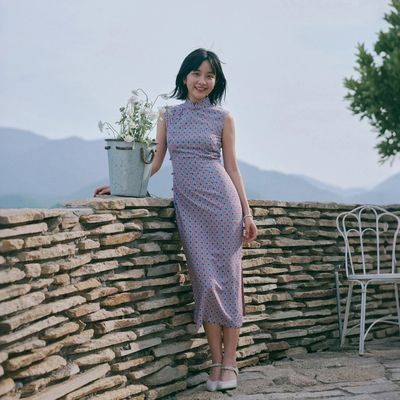 茉茉夏季新 无袖有省半开襟 复古日常改良港式棉绸旗袍 那年