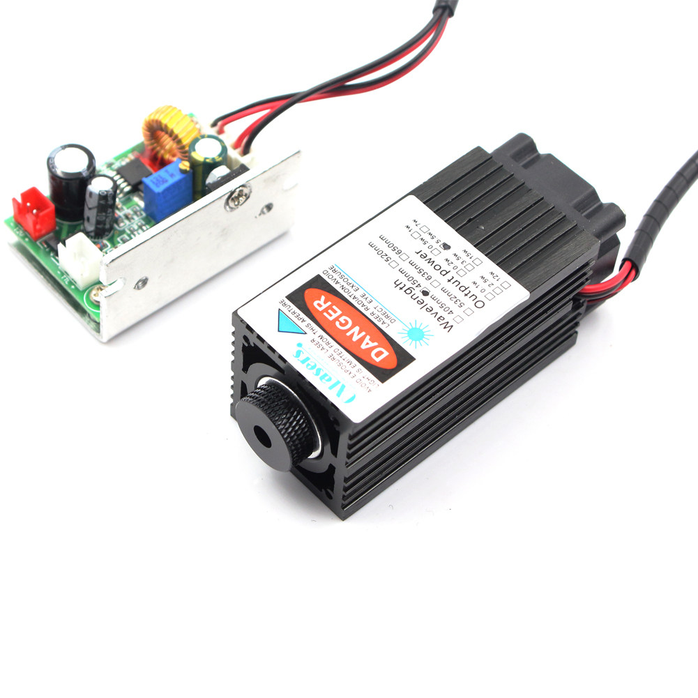 oxlasers 5W 5000mW大功率激光器450nm 12VDIY雕刻机蓝光激光头可调焦激光模组带TTL 2pin带DC输入_虎窝淘