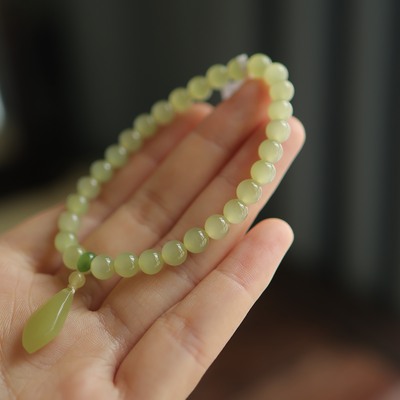 天然和田玉猫眼6mm圆珠单圈