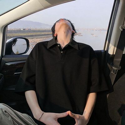 现货夏季250g华棉拼接假两件短袖T恤男DT6280