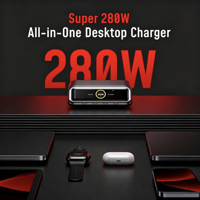 Aohi奥海280W桌面充电器PD3.2快充头多口智能适用iPhone17Promax