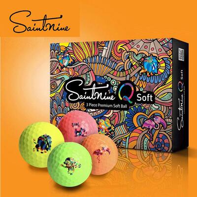 Saintnine高尔夫球三层球盒装球QSOFT彩球12颗装可印LOGO远距离球