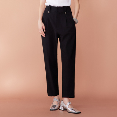 【限时直降】伊华欧秀西装九分裤简约烟管裤高腰休闲裤E33AK0610