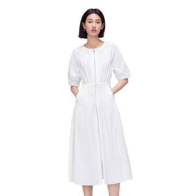 Migaino曼娅奴女装早秋新款法式收腰纯色连衣裙MO32DB012