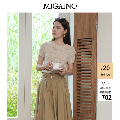 Migaino曼娅奴女装2026年早秋新款设计感圆领短袖针织衫MQ32KW267