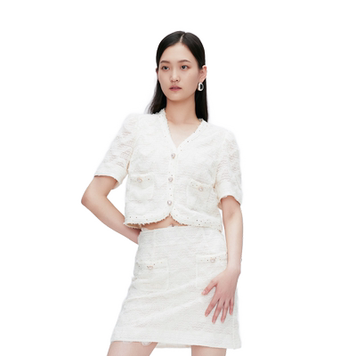 Migaino网纱拼接钉珠薄款香风