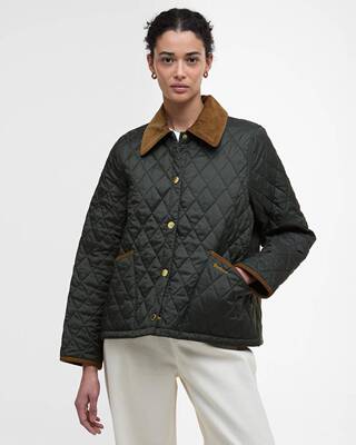 现货Barbour Icons Cropped Liddesdale女士绗缝夹克棉服lqu1851