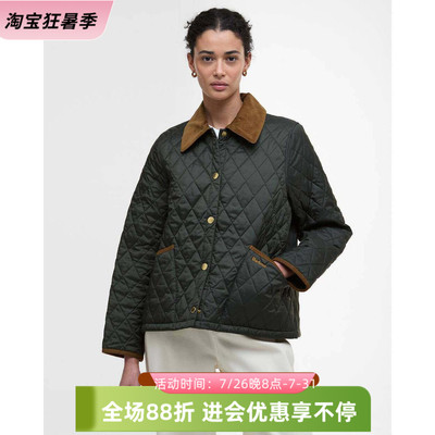 现货Barbour Icons Cropped Liddesdale女士绗缝夹克棉服lqu1851