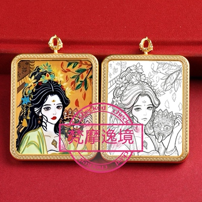 唐卡手绘DIY前世今生唐卡吊坠画芯描金涂色佛像白描唐卡白描