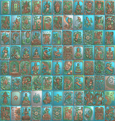 精雕图jdp/bmp灰度图 46牌神仙人物牌子玉雕浮雕图83个打包 F5690