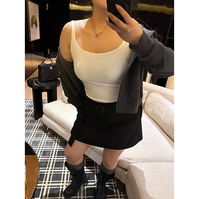 铅笔小鑫大码女装 自带胸垫 U领设计 高弹力 可外穿吊带打底背心