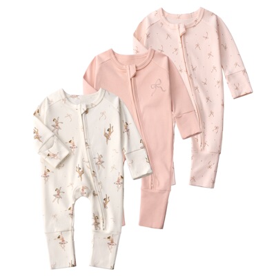 婴儿可包手包脚连体衣双头拉链纯棉防抓脸宝宝可爱哈衣爬服ins风