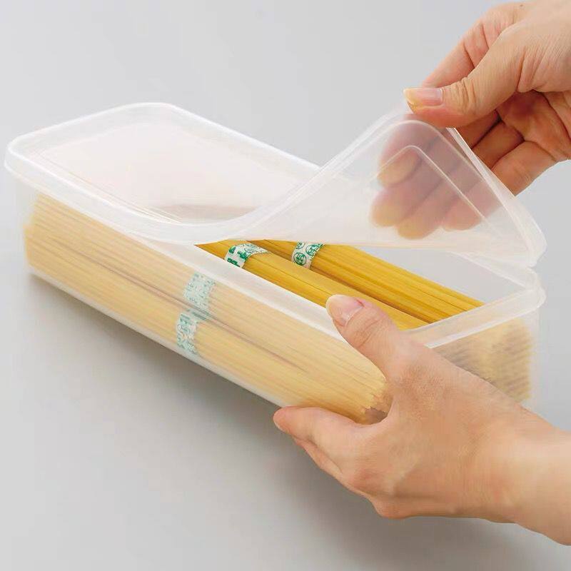 日本进口面条保鲜盒塑料冰箱收纳盒长方形厨房挂面储物食物密封盒