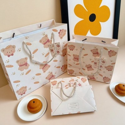 可爱面包熊礼品袋ins风手提袋