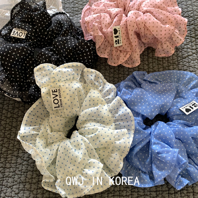 韩国进口发圈LOVE雪纺波点肠圈