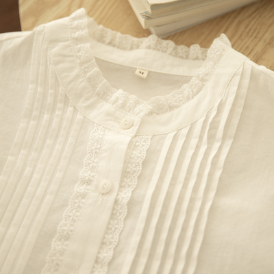 春秋季宽松圆领长袖衬衣