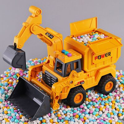 工程车大号三合一挖掘机儿童模型男孩音乐推土机惯性玩具车翻斗车
