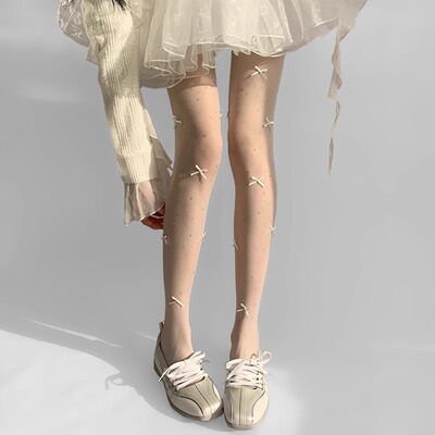 春秋薄款0d白色连裤袜~性感jk显瘦洛丽塔纯欲性感珍珠丝袜连裤袜