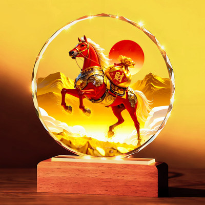 马上有财图马年新年摆台办公室桌面书房客厅玄关装饰品背景墙摆件