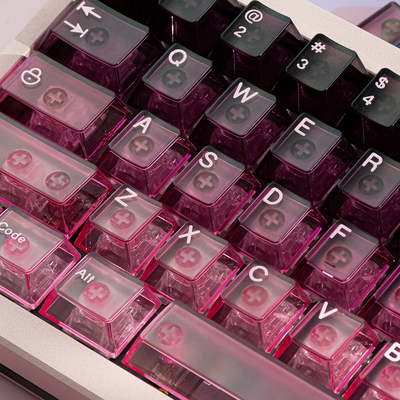 键客工场pc高透雾透渐变色豆沙色红黑色机械键盘键帽透光原厂高度