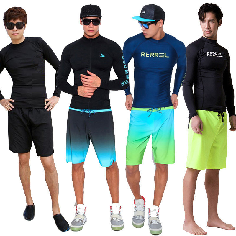 韩国潜水服速干沙滩裤游泳裤防晒水母衣两件式浮潜服冲浪服男五分