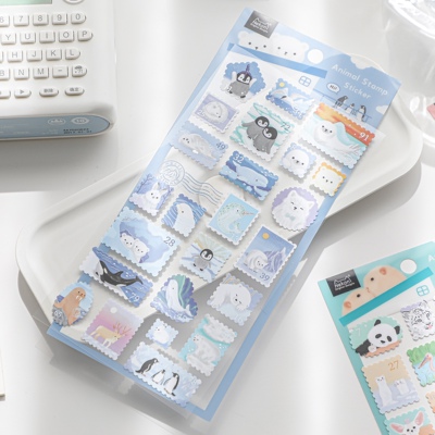 Nekoni动物集会卡通邮票式贴纸