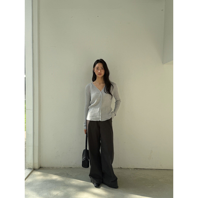 HANJO“水中墨色”清爽好版型高腰阔腿休闲裤