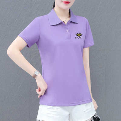 冰丝短袖t恤女新款翻领