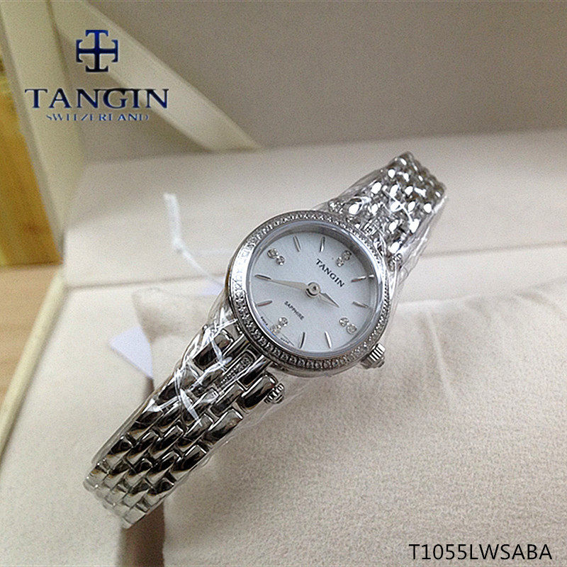 瑞士tangin天珺手表女表二指针石英表小表盘蓝宝石时尚精钢1055_虎窝淘