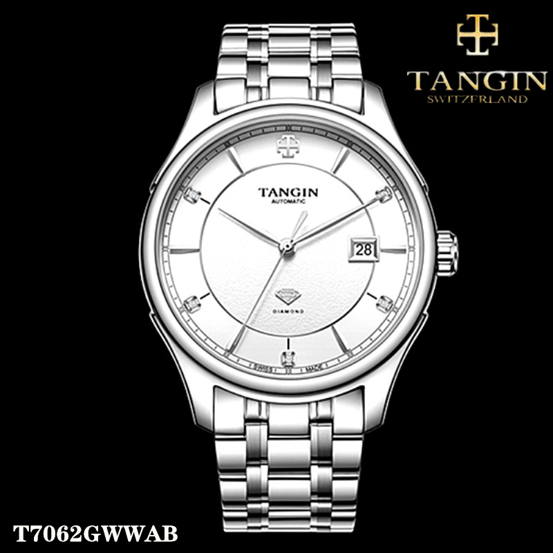tangin天珺手表男士机械表真钻全自动T7062GWWAB日历正品钢带7062_虎窝淘