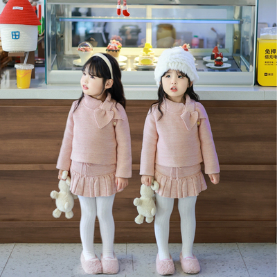 mp新色杂粉领结加厚毛衣套装