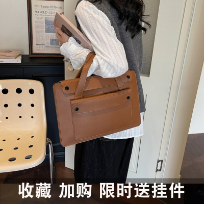 防水多口袋手提电脑包男女通用
