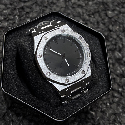 酷黑无LOGO手表小众设计男士手表2025新款百搭高档夜光防水潮流表
