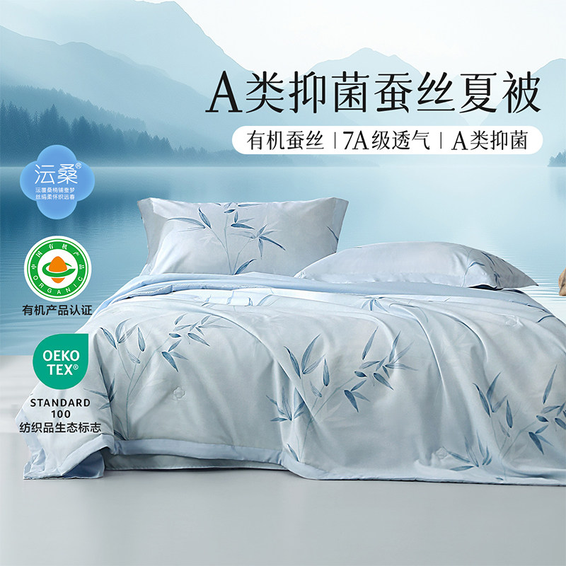 百丽丝家纺 竹摇倾柔抗菌水洗有机蚕丝夏被