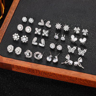 威德妮 银针镶钻耳钉优雅气质轻奢感简约时尚百搭耳饰