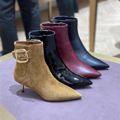 STELLALUNA金属扣香烟跟短筒靴