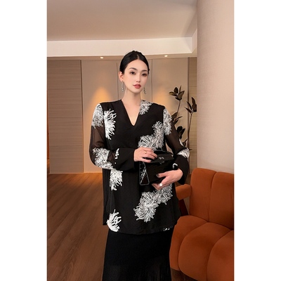 紫紫花絮新中式国风设计感上衣