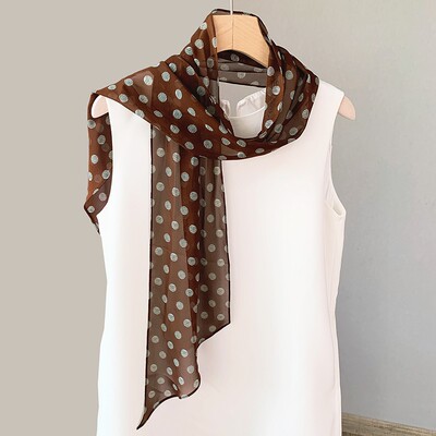 100%桑蚕丝波点丝巾女长条