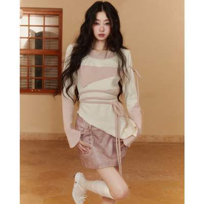 今日艺术家白粉色不对称上衣