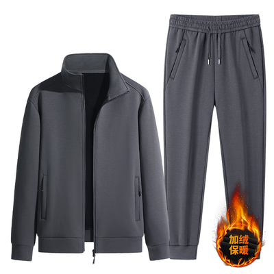 冬季男士加绒运动套装中青年大码