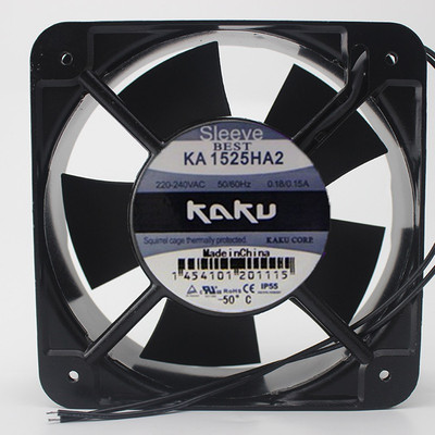 全新KAKU卡固 KA1525HA2 220V 0.18/0.15A 15cm机柜散热风扇15050