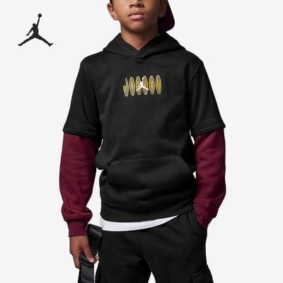 Nike/耐克正品Jordan 大童运动针织耐磨套头连帽衫卫衣FD4950-010