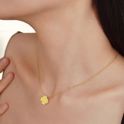 金店同款四叶草项链女仿黄金色